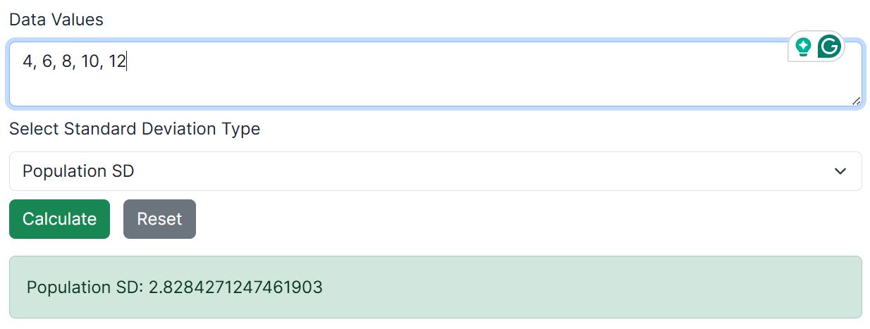 Standard Deviation Calculator (Sample & Population)
